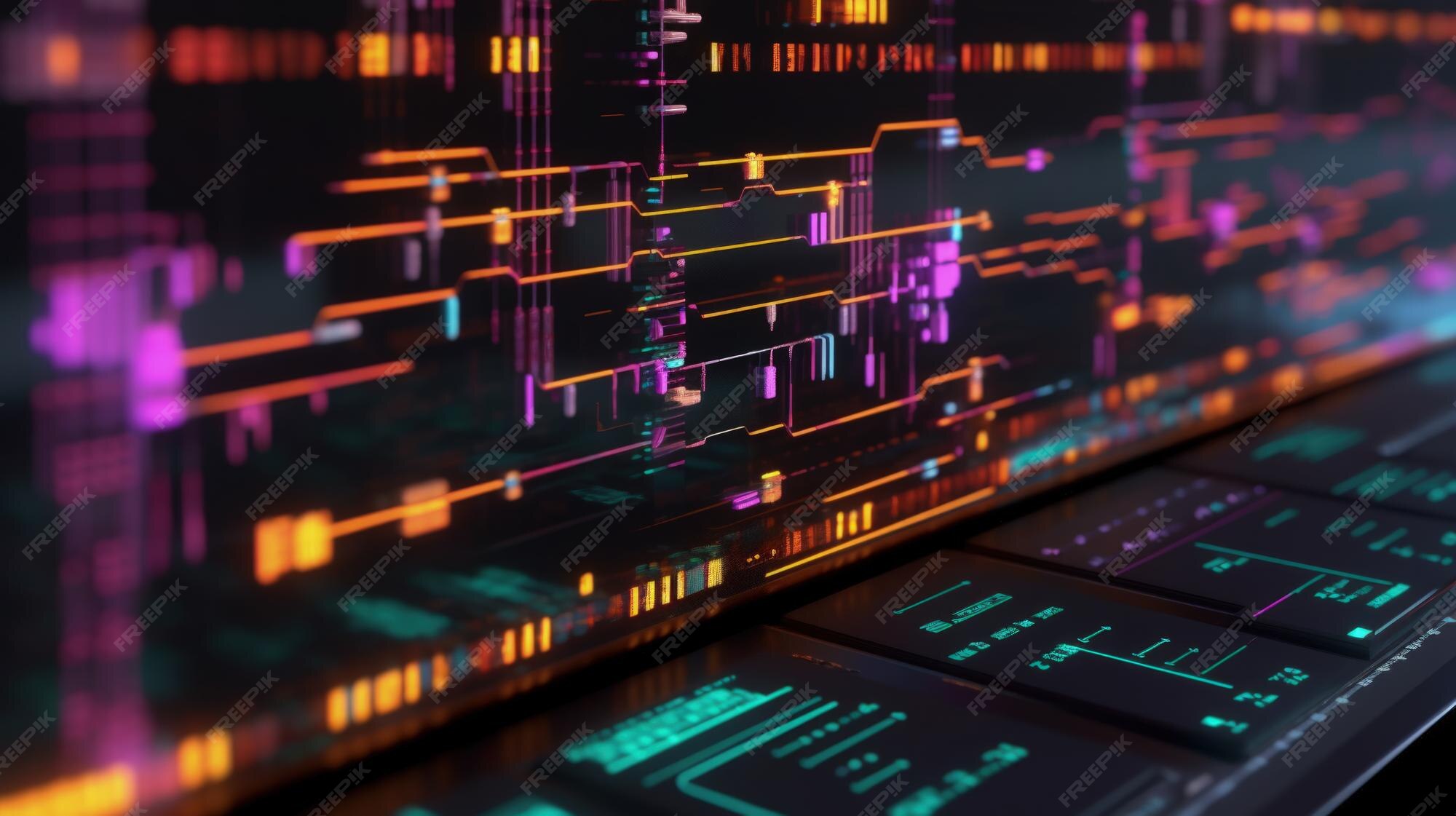 Premium AI Image | AI programming interface with code and graphics ...