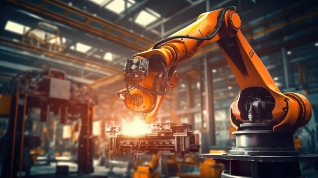 Premium Photo | AI robot machine technology inside industrial factory Premium Photo | AI robot machine technology inside industrial factory