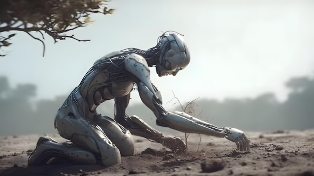 Premium AI Image | AI robot planting a tree ecology technology humanoid ... Premium AI Image | AI robot planting a tree ecology technology humanoid ...