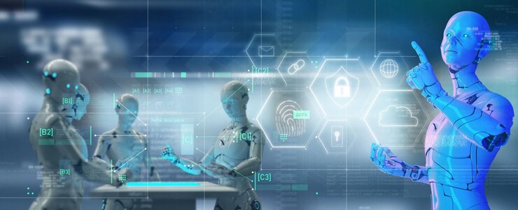 Ai 로봇 프로세스 자동화 Rpa 문서 관리 시스템 기업용 Dms 디지털 트랜스포메이션 페이퍼리스 워크플로우 보안 클라우드 디지털 기술 미래형 3d 로봇 프리미엄 사진