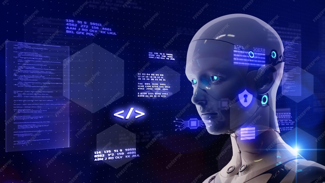 Ai 로봇 프로세스 자동화 Rpa 보안 클라우드 디지털 기술 미래 배경 글로벌 온라인 네트워크의 3d 로봇 가상 통신 Iot