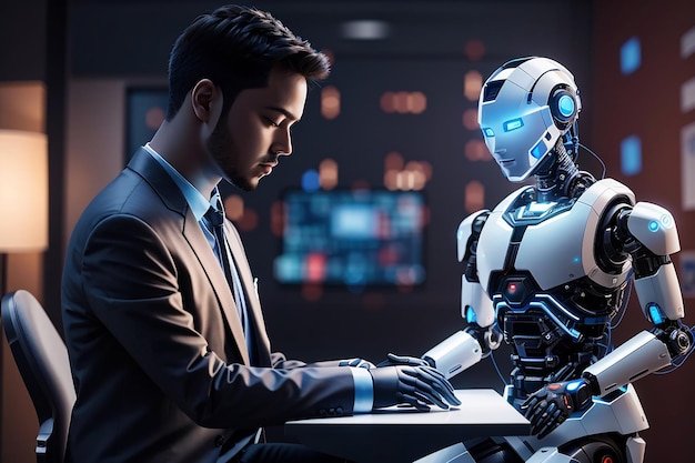 Premium AI Image | Ai technology Artificial Intelligence man using technology smart robot AI ...