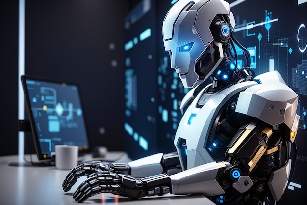 Premium AI Image | Ai technology Artificial Intelligence man using technology smart robot AI ...