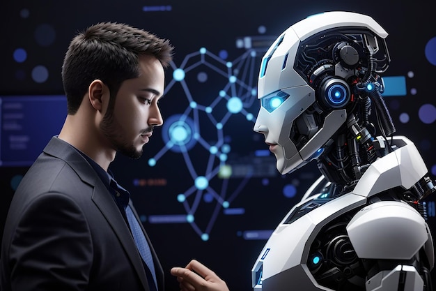 Premium AI Image | Ai technology Artificial Intelligence man using technology smart robot AI ...