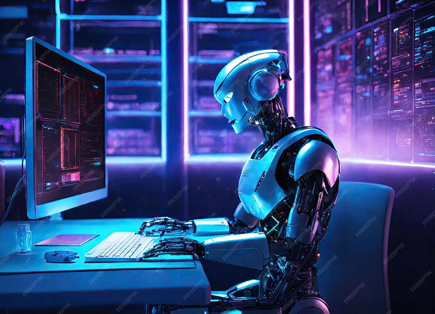 AI training neural networks write code on computer robot programmer ...