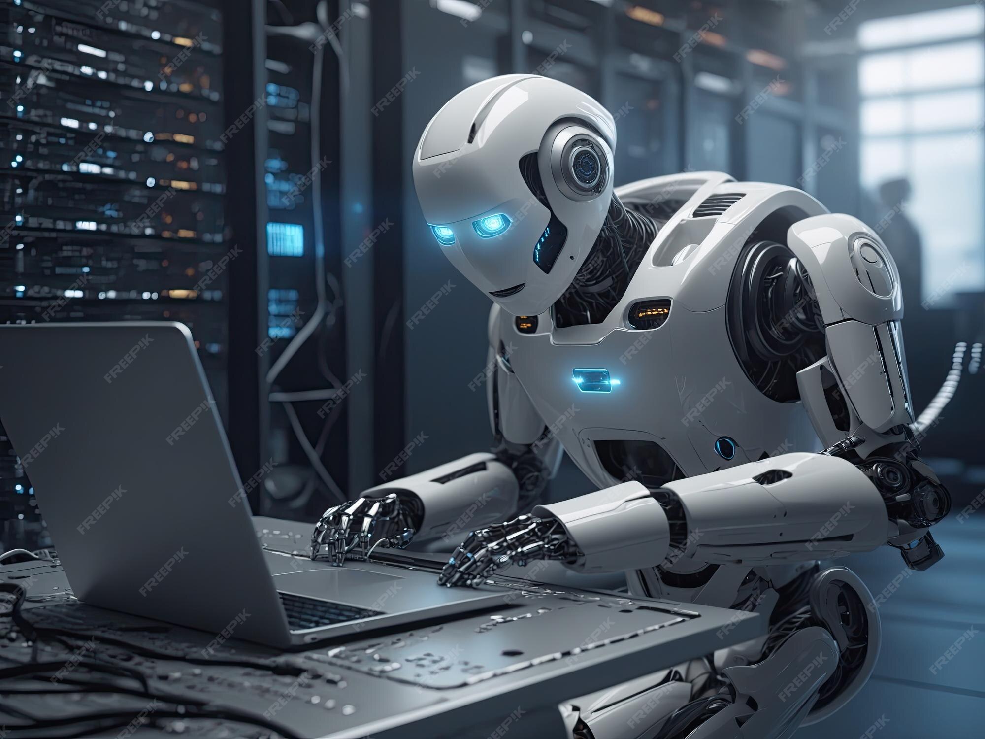 AI training neural networks write code on computer robot programmer ...