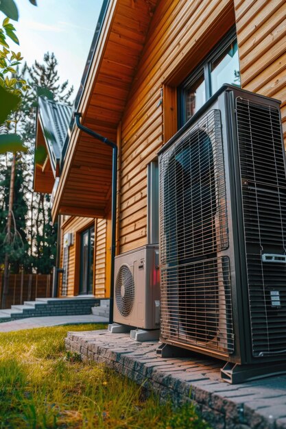 An air conditioner sitting outside a house | Premium AI-generated image An air conditioner sitting outside a house | Premium AI-generated image