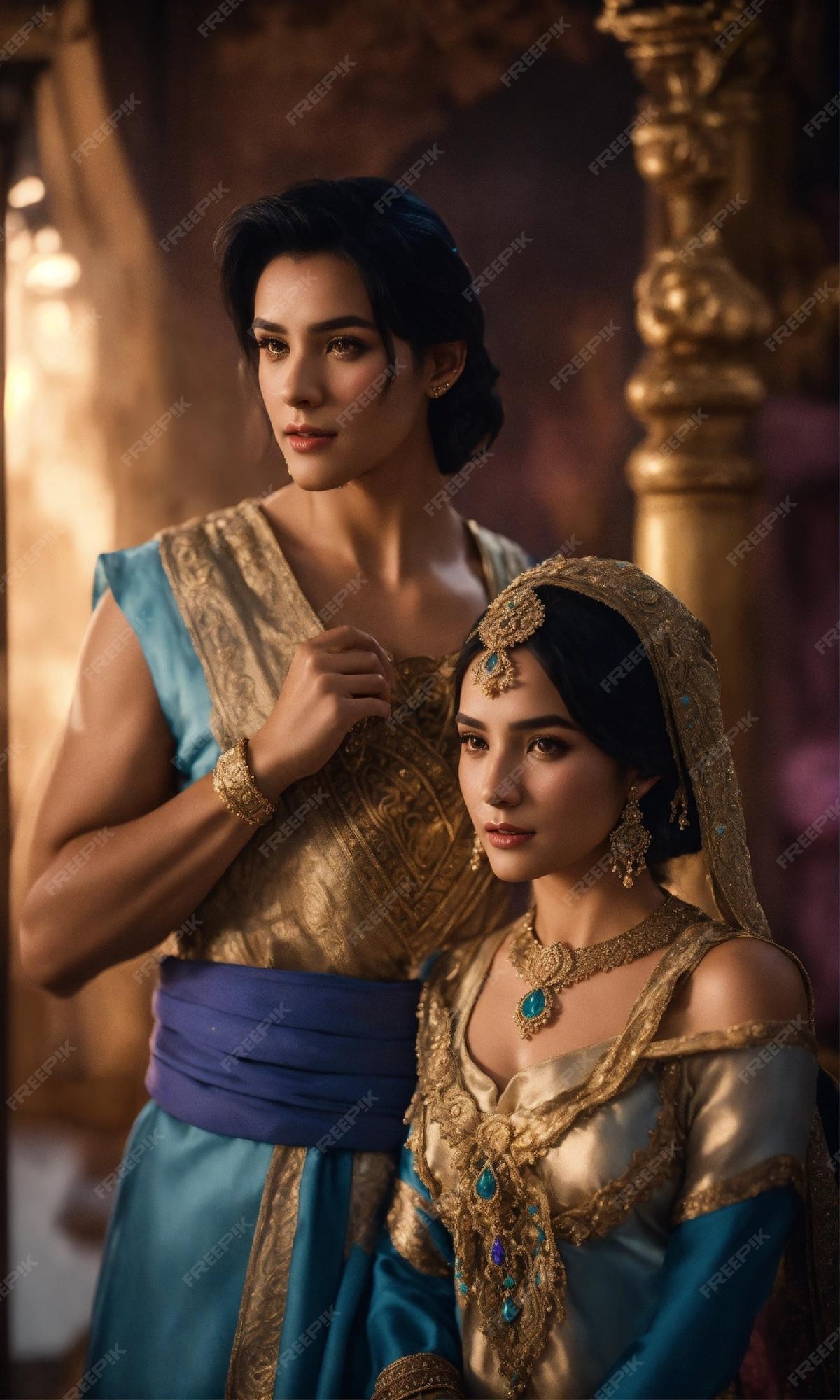 Premium Photo Aladdin And Jasmine Portrait Best Quality Full Body Portrait Real Picture