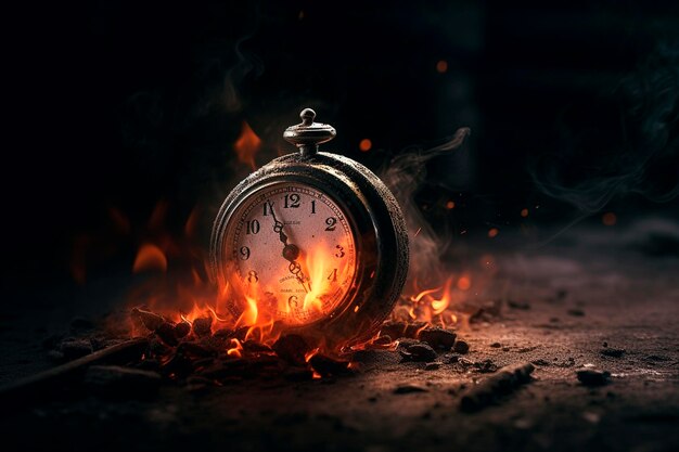 Premium AI Image | The alarm clock is on fire Generative AI Premium AI Image | The alarm clock is on fire Generative AI