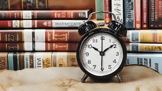Premium AI Image | alarm clock over stack of books Premium AI Image | alarm clock over stack of books