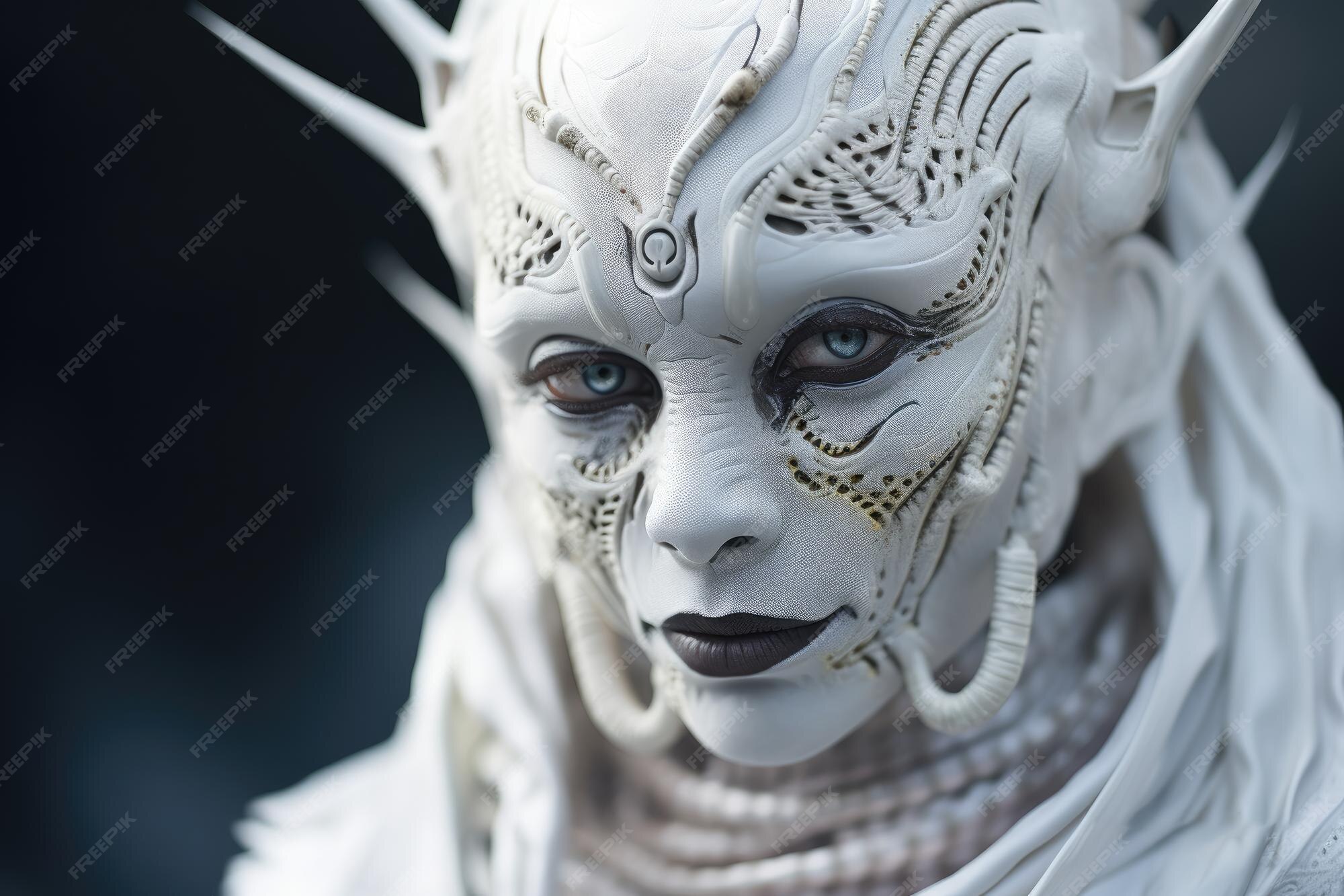 Premium AI Image | Alien in white and futuristic clothing front view ... Premium AI Image | Alien in white and futuristic clothing front view ...
