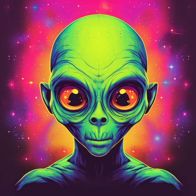 Premium Ai Image An Alien With A Colorful Background