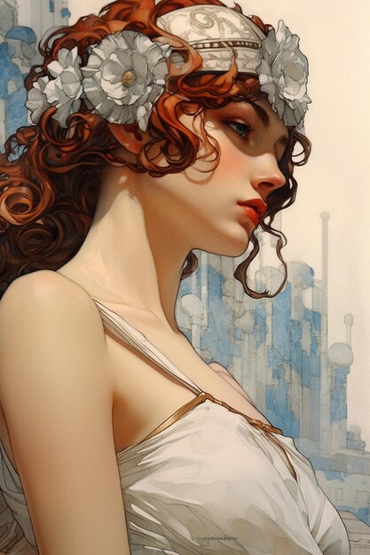 Premium AI Image | alphonse mucha inspiration Premium AI Image | alphonse mucha inspiration