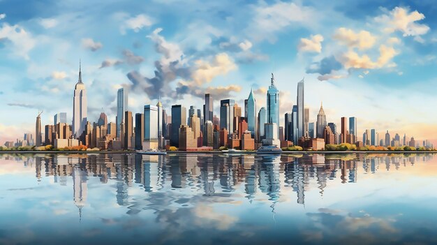 Premium Photo | Amazing New York City Skyline Reflections Panorama New York Premium Photo | Amazing New York City Skyline Reflections Panorama New York