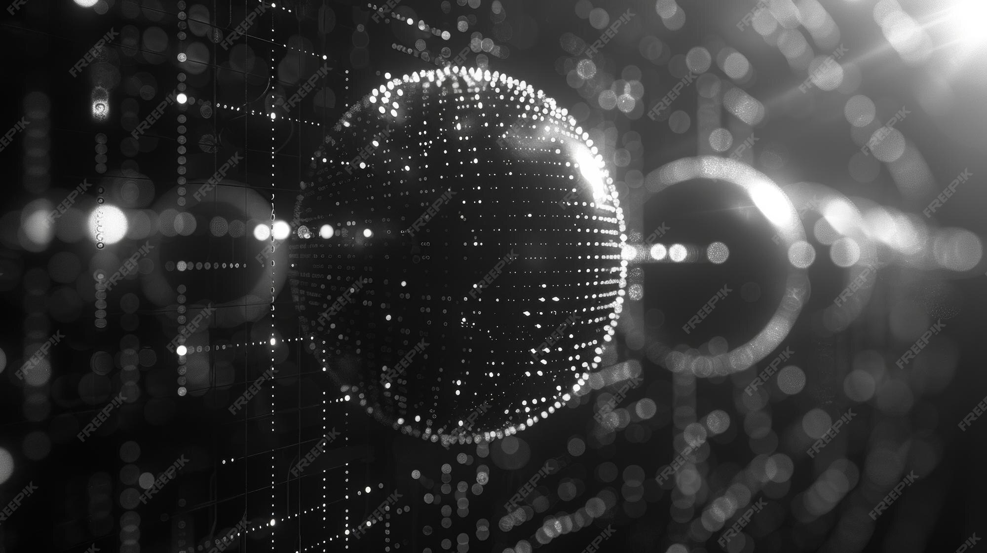 Analysis of big data visualizations with text HUD wireframe mesh sphere ...