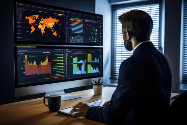 Premium Photo | Analyst uses computer dashboard for data analysis and ... Premium Photo | Analyst uses computer dashboard for data analysis and ...
