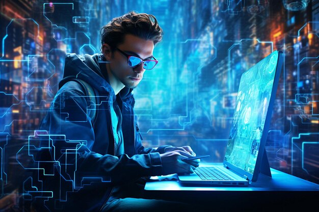 Premium Photo Analyzing Operational Data A Man Trader Is Using A