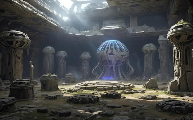Premium AI Image | ancient alien ruins wide angle environment view Premium AI Image | ancient alien ruins wide angle environment view