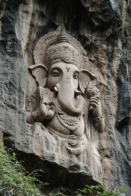 Ancient Stone Carving of Hindu Deity Ganesha in a Cave | Premium AI ... Ancient Stone Carving of Hindu Deity Ganesha in a Cave | Premium AI ...