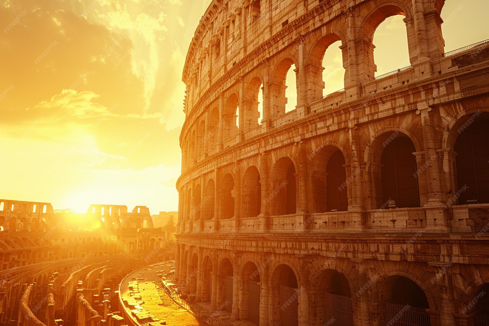 Premium Photo | Ancient wonder of the Colosseum bathed in golden s Premium Photo | Ancient wonder of the Colosseum bathed in golden s