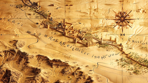 Premium Photo An Ancient World Map With A Compass The Map Is Made Of Parchment And Is Very