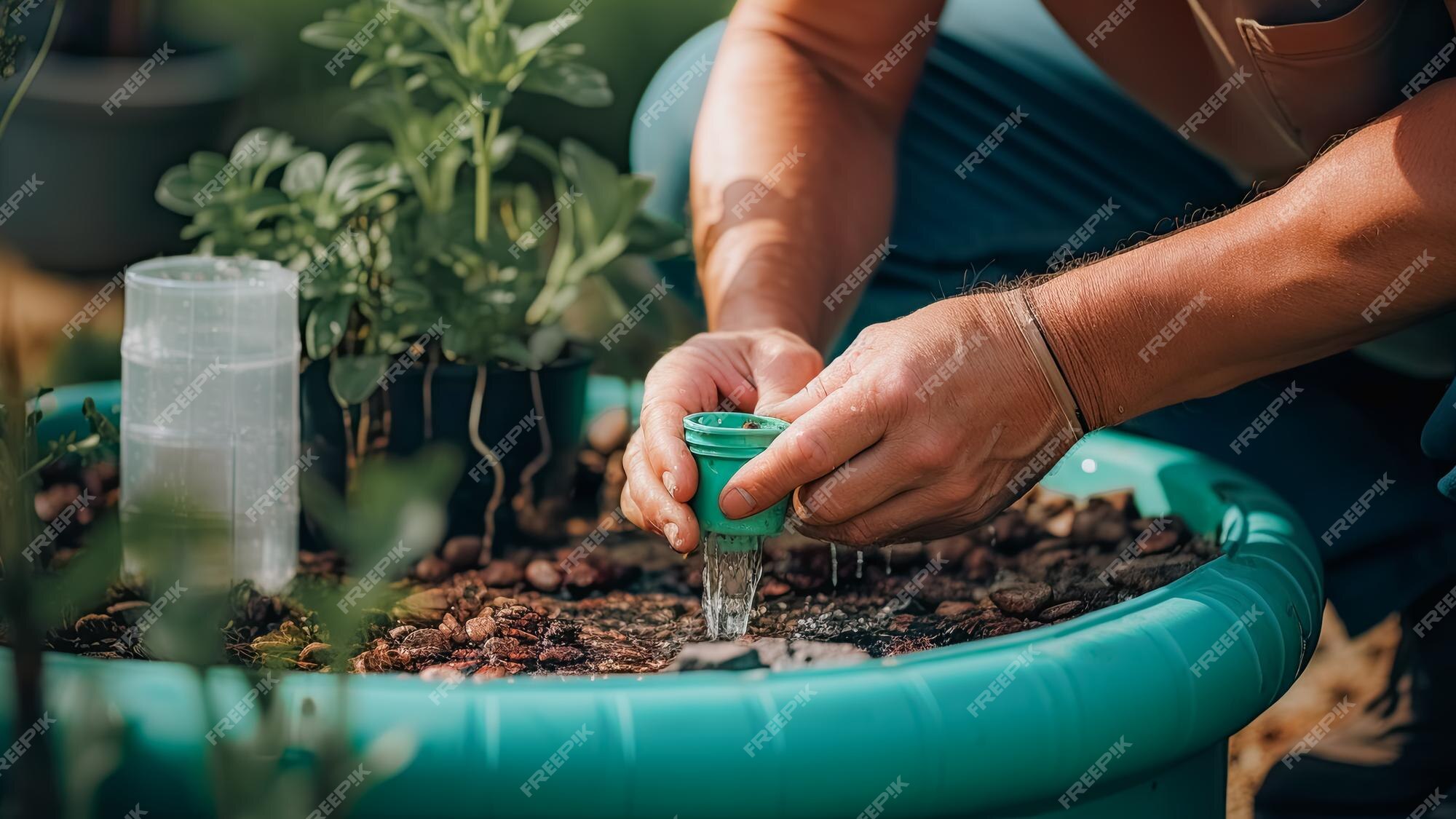 Premium AI Image | ands assembling a rainwater harvesting system ... Premium AI Image | ands assembling a rainwater harvesting system ...