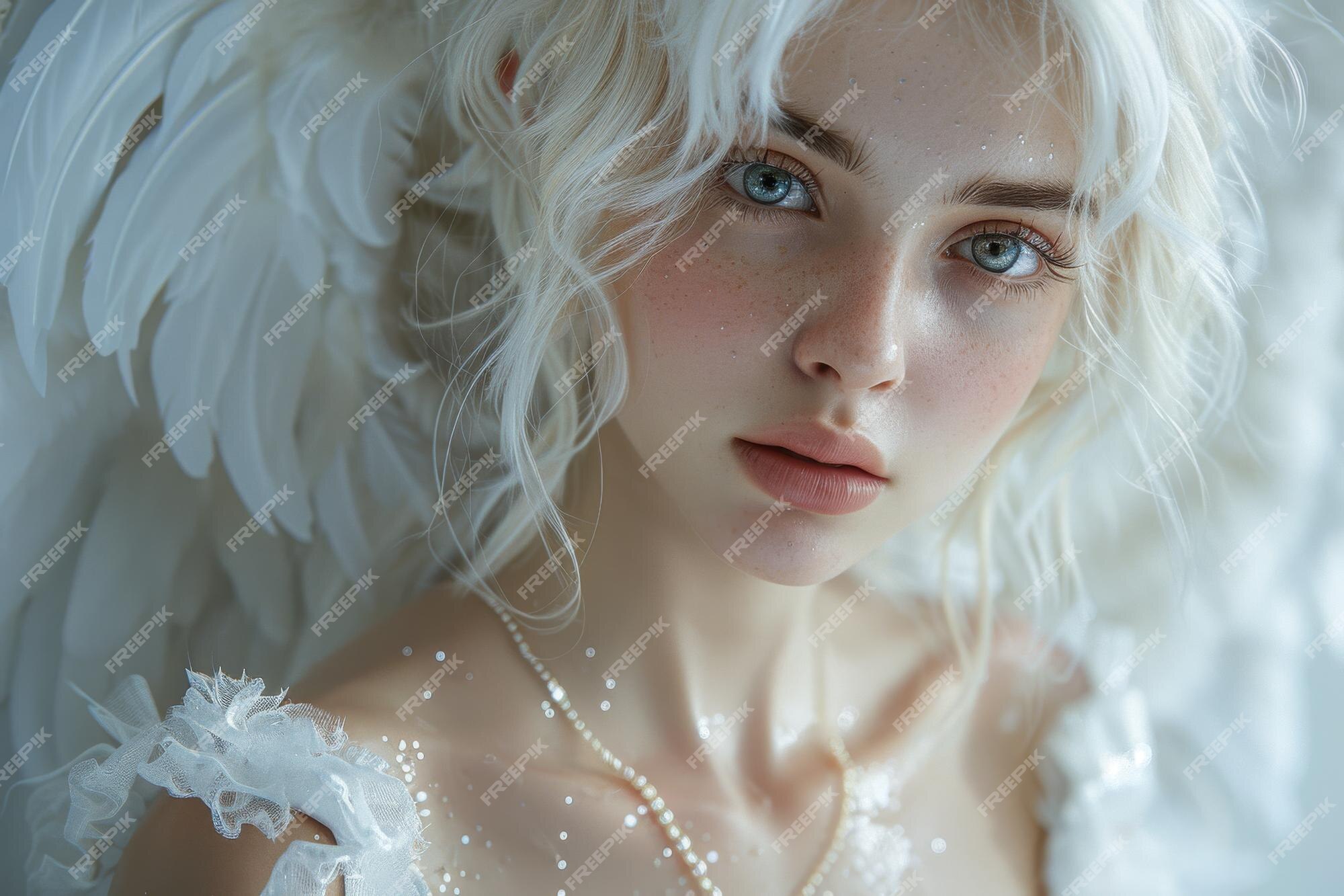 Premium Photo Angel Woman Beautiful Kind Holy Girl With White Large