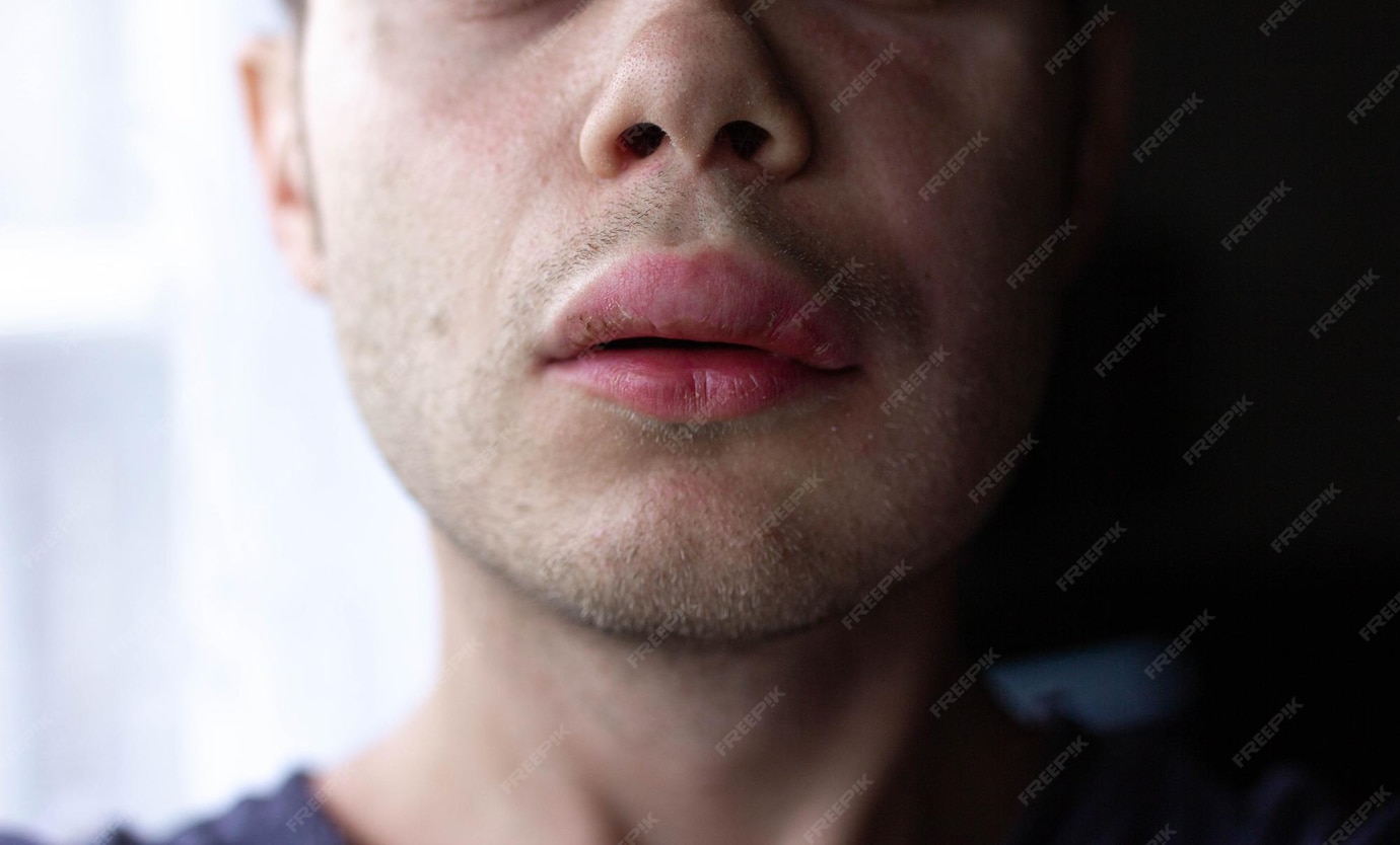 Premium Photo Angioedema Allergic Reaction To The Lip Hives