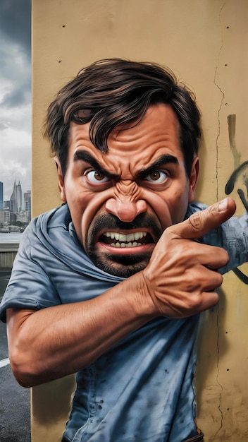 Angry man shouting pointing finger over beige wall | Premium AI ... Angry man shouting pointing finger over beige wall | Premium AI ...