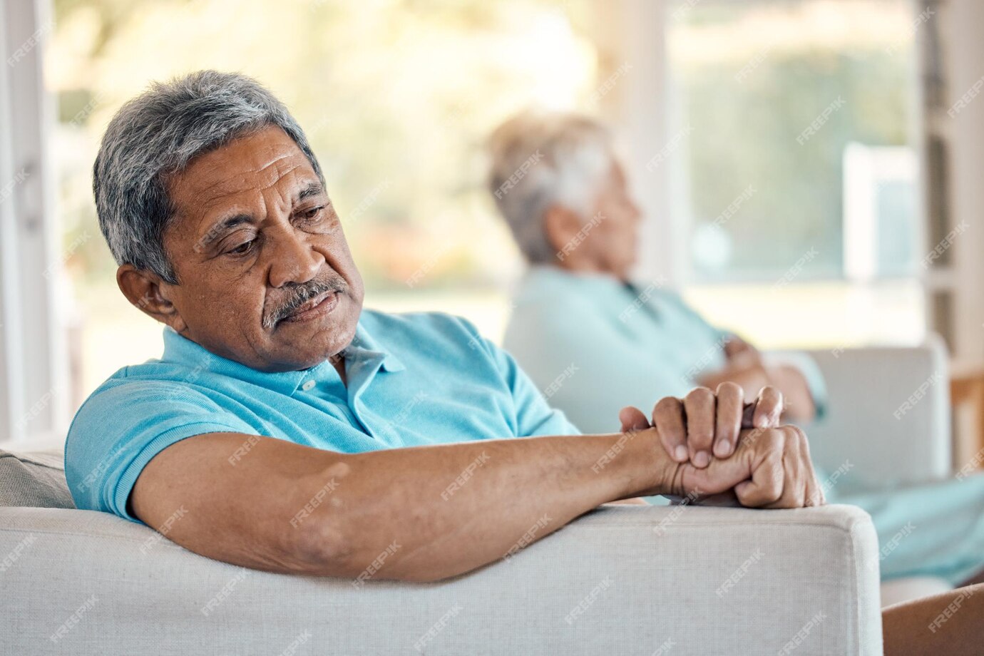 Premium Photo Angry Senior Couple And Fighting On A Sofa About