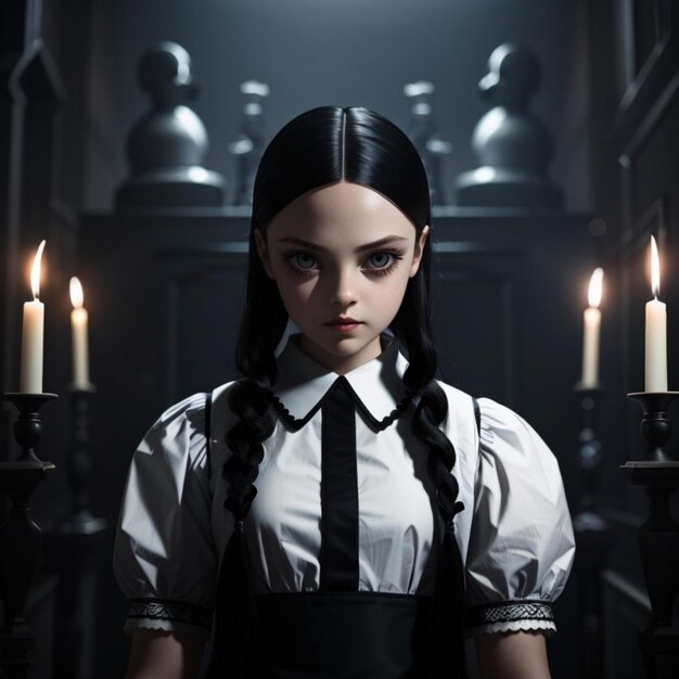 Premium Ai Image Angry Wednesday Addams