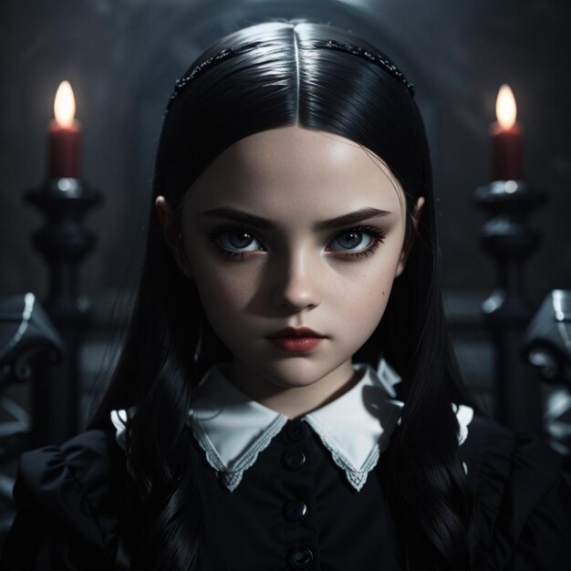 Premium Ai Image Angry Wednesday Addams