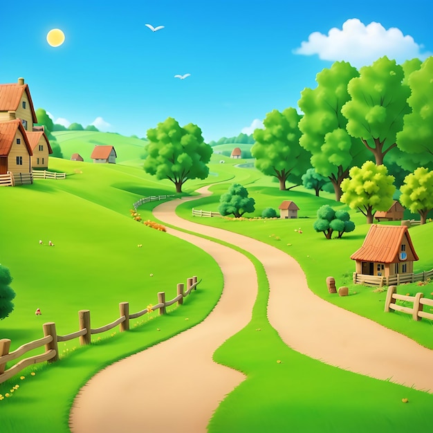 Premium AI Image | Animate Cartoon Background Village Road Generated Ai Premium AI Image | Animate Cartoon Background Village Road Generated Ai