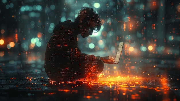 Premium Photo | Animated concept of a programmer working on a laptop ...