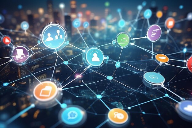 Premium Photo | Animation of network of communication icons over ... Premium Photo | Animation of network of communication icons over ...