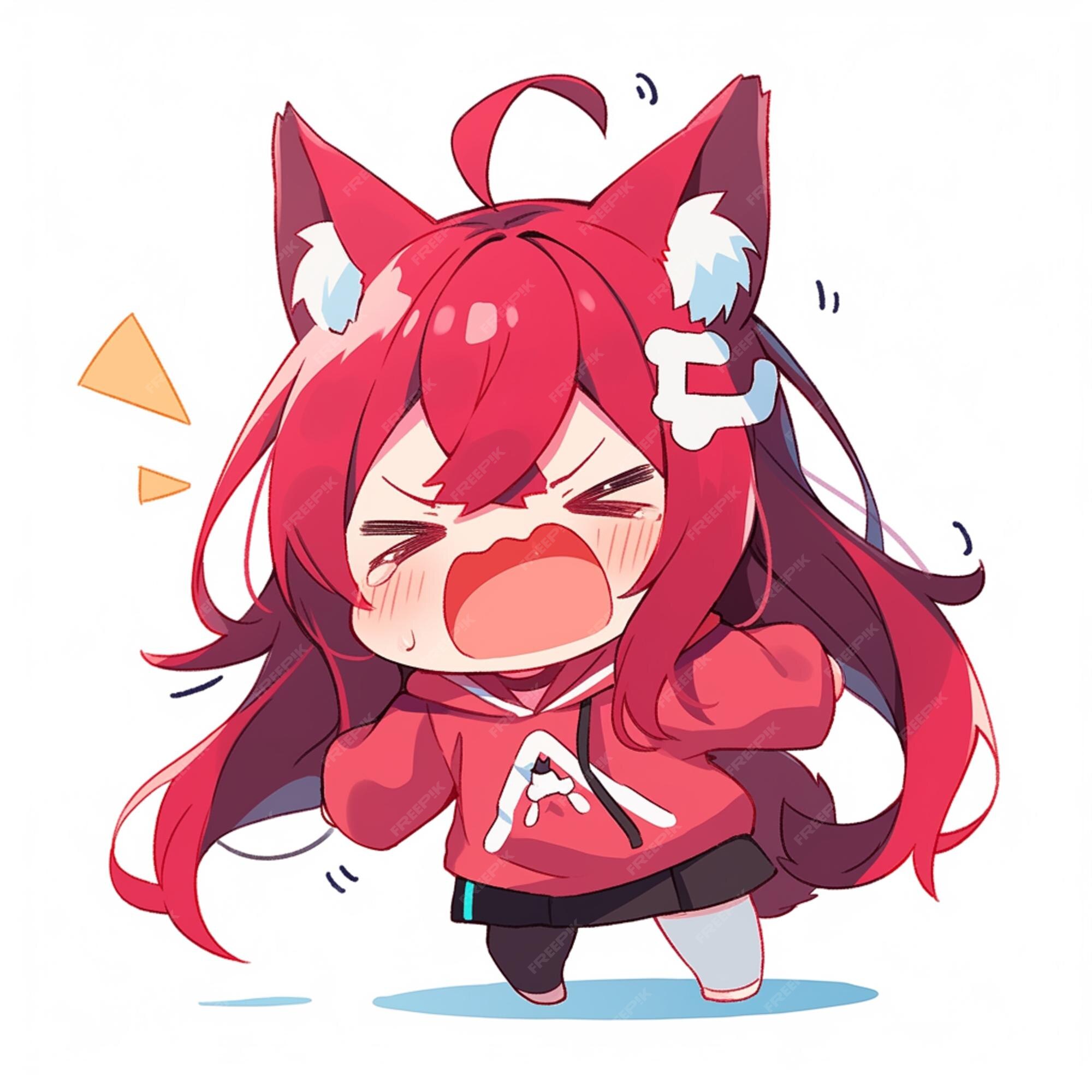 Premium Ai Image Anime Character With Red Hair And A Cat Ears Generative Ai