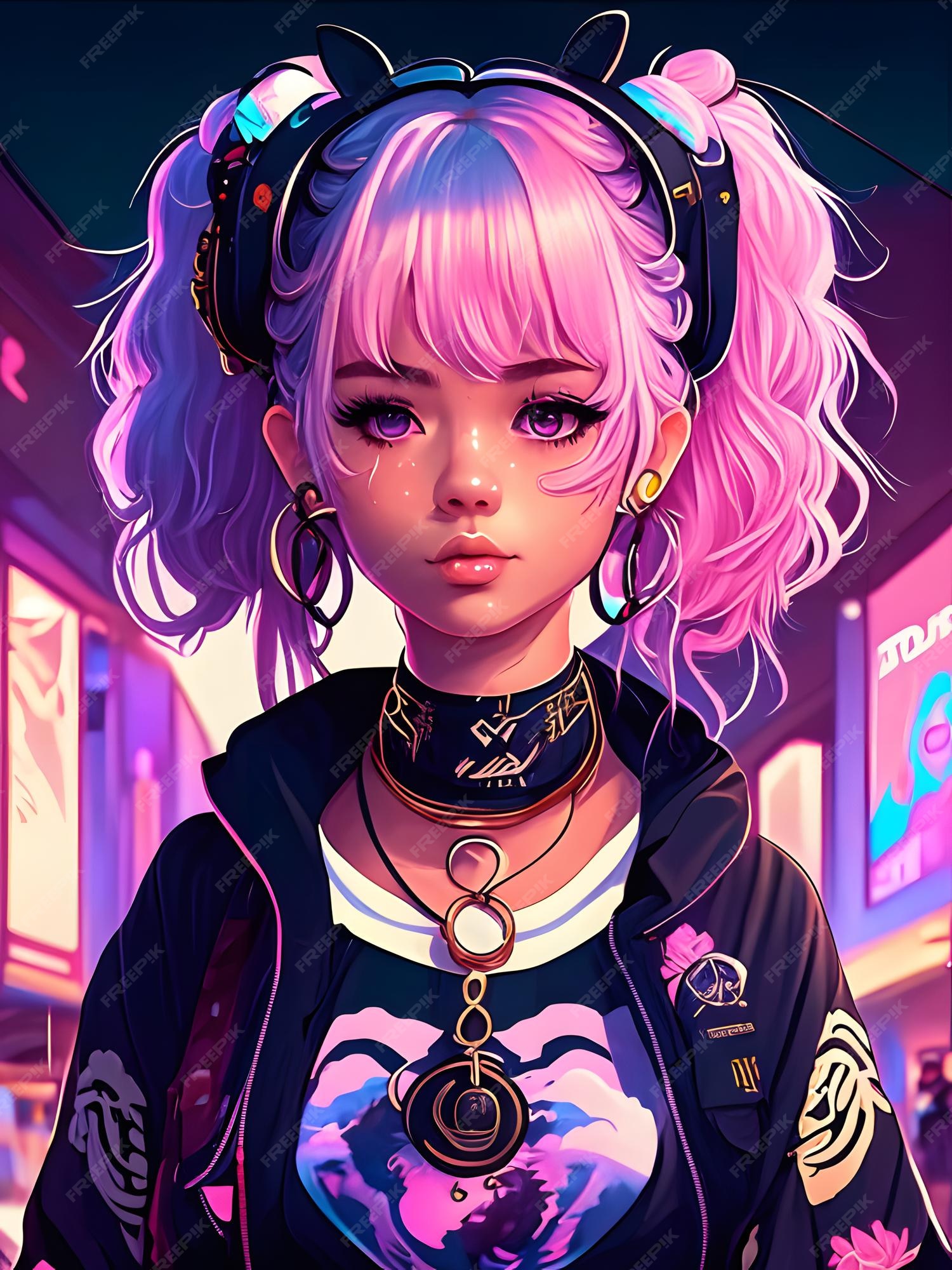 Premium Photo Anime Girl In Harajuku Fashion Style