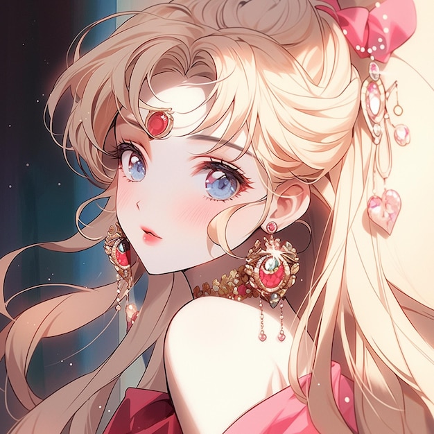Premium Photo Anime Girl With Long Blonde Hair And Blue Eyes Wearing