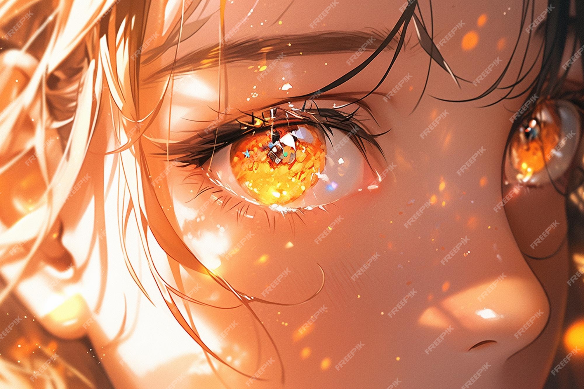 Premium Ai Image Anime Girl With Orange Eyes Staring At The Camera