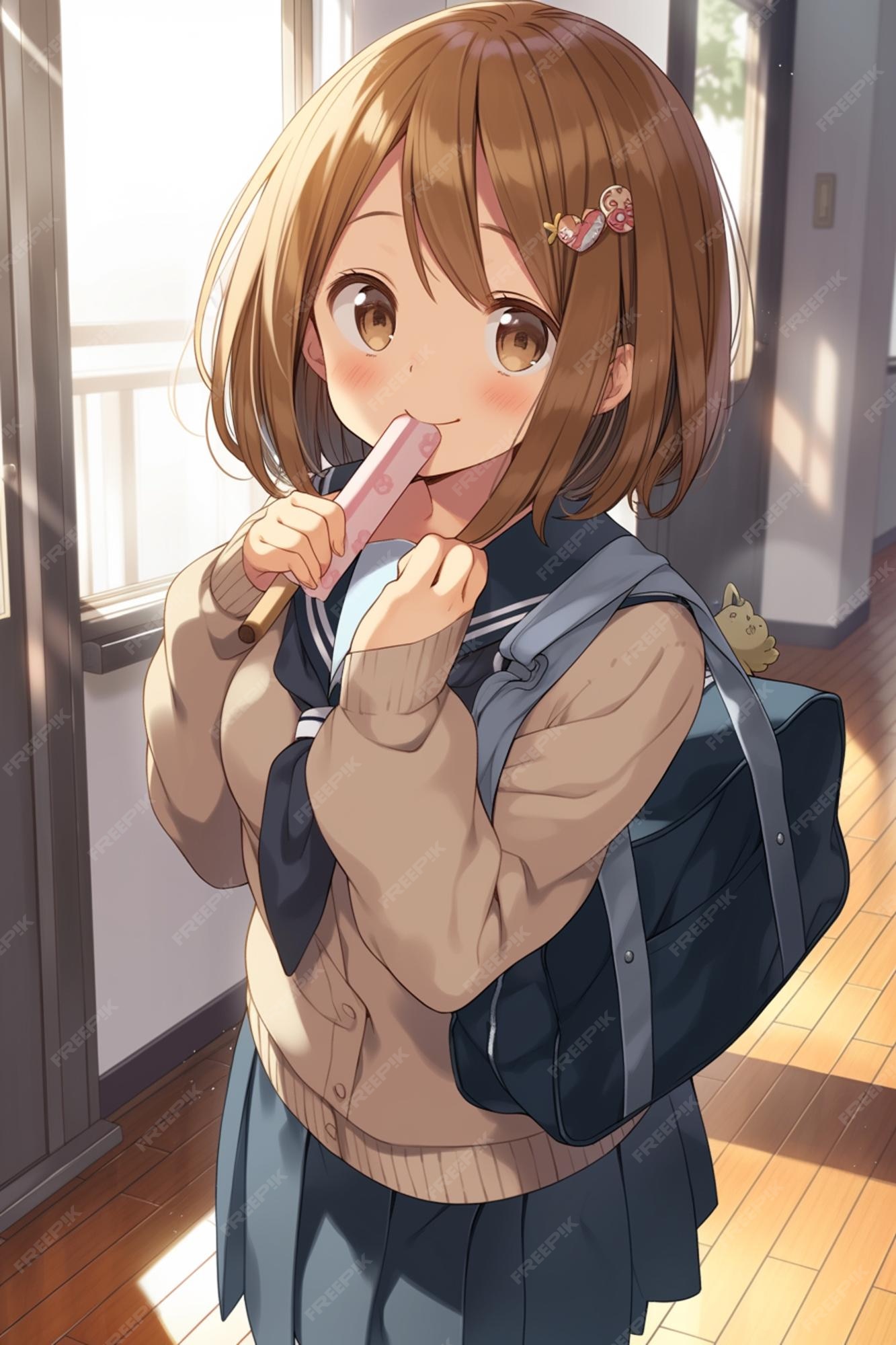 Premium Photo Anime Girl With A Pink Tongue Sticking Out Of Her Mouth Generative Ai