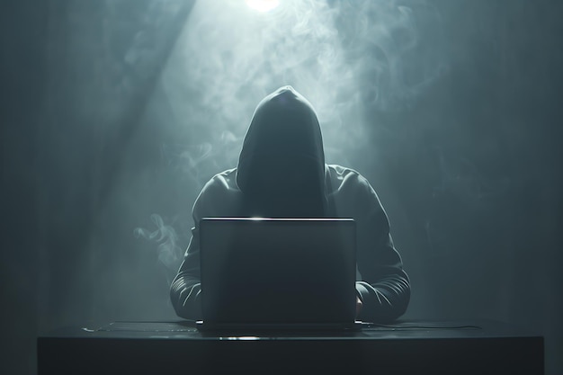 Premium Photo Anonymous Hacker Typing Computer Laptop Cybercrime