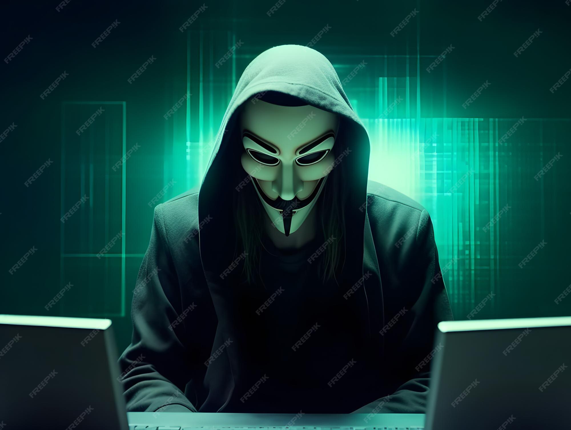 Premium AI Image | Anonymous hacker using computer Concept of dark web ...