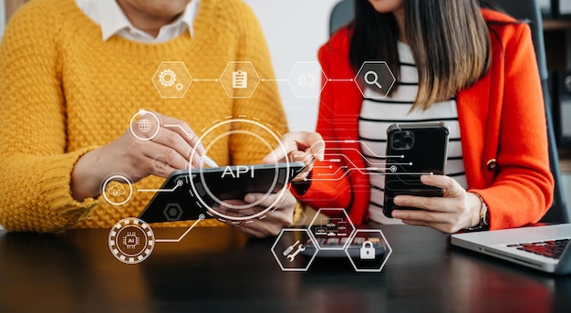 Premium Photo | Api application programming interface woman using ... Premium Photo | Api application programming interface woman using ...