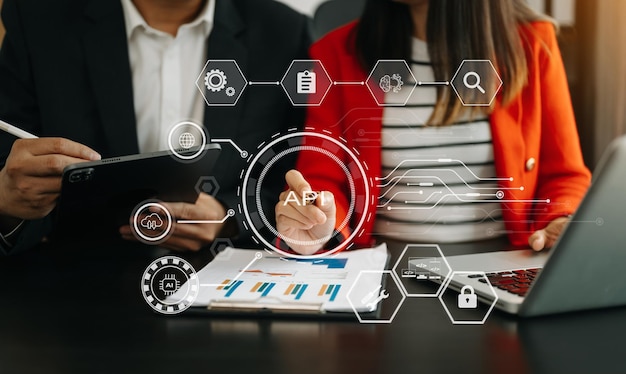 Premium Photo | API Application Programming Interface woman using ...