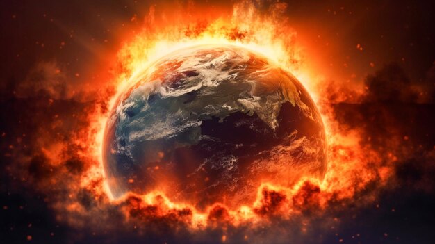 Premium Ai Image Apocalyptic Inferno Burning Earth In The Abyss Generative Ai
