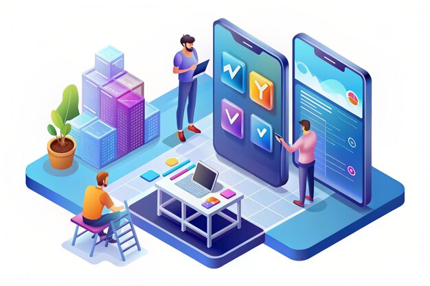 Premium Photo | App development concept Developer designer work on ... Premium Photo | App development concept Developer designer work on ...