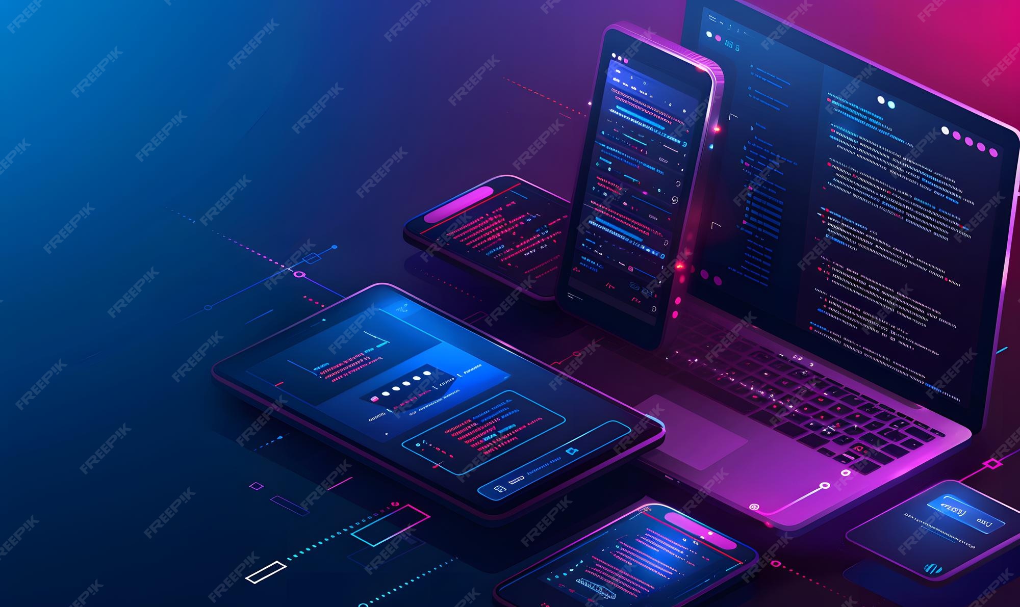 App development with coding and web design data technology website mobile app icon programming ...