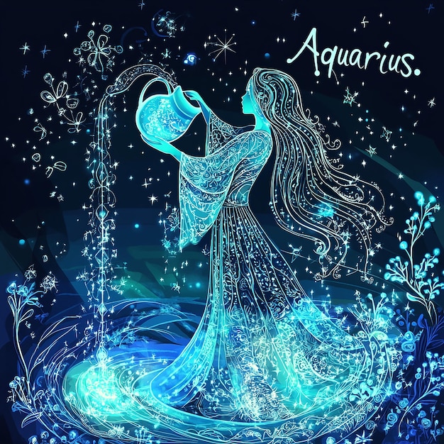 Aquarius zodiac illustration | Premium AI-generated image Aquarius zodiac illustration | Premium AI-generated image