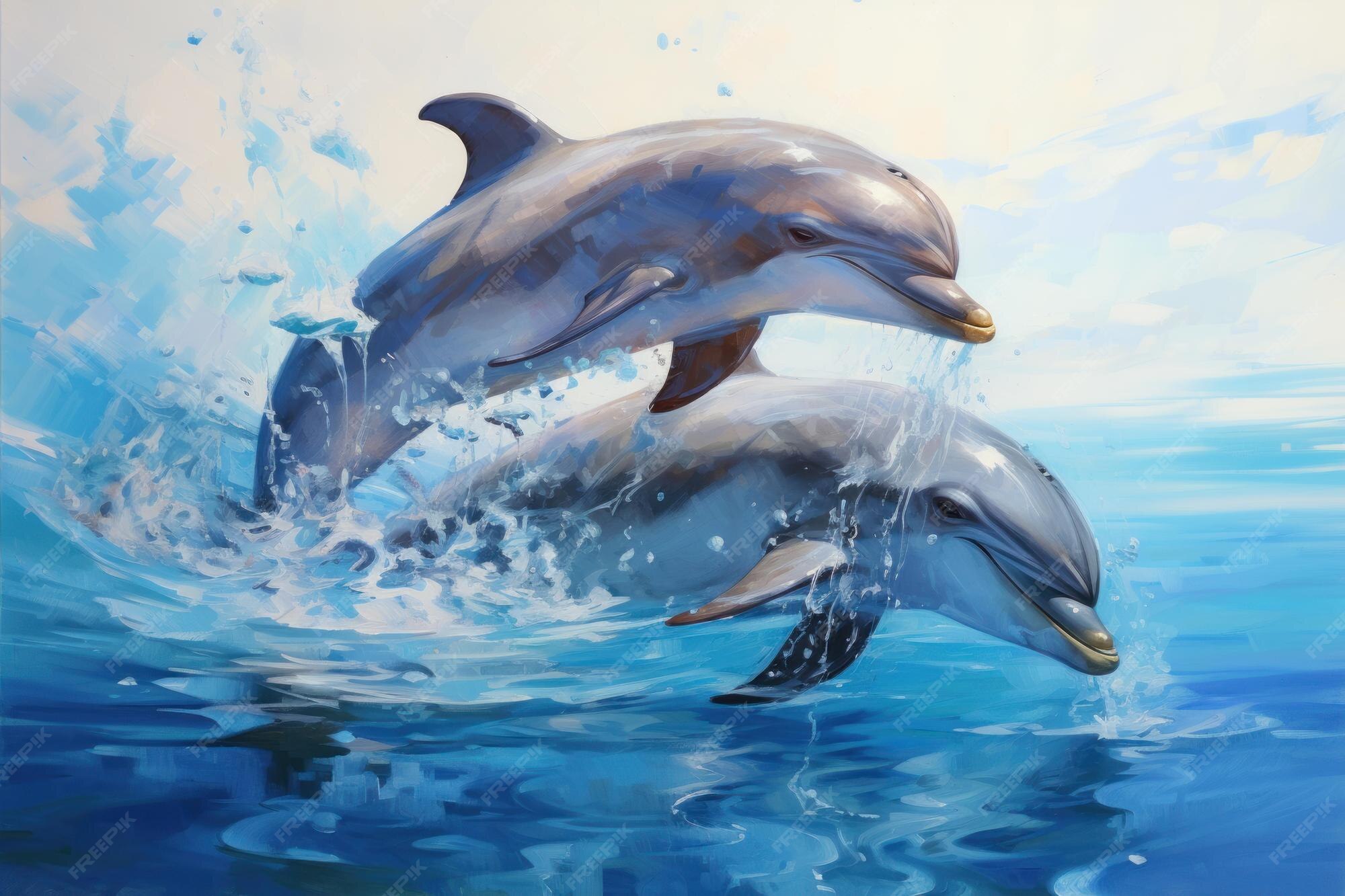 Premium AI Image | Aquatic Pair loving dolphins Generate Ai Premium AI Image | Aquatic Pair loving dolphins Generate Ai