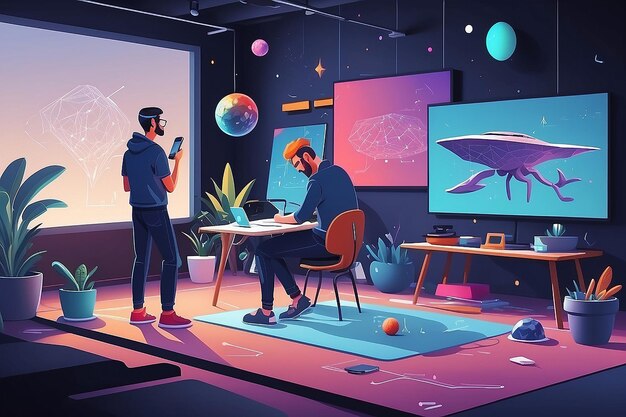 Premium Photo | AR Design Session Flat Vector Illustration of Augmented ... Premium Photo | AR Design Session Flat Vector Illustration of Augmented ...